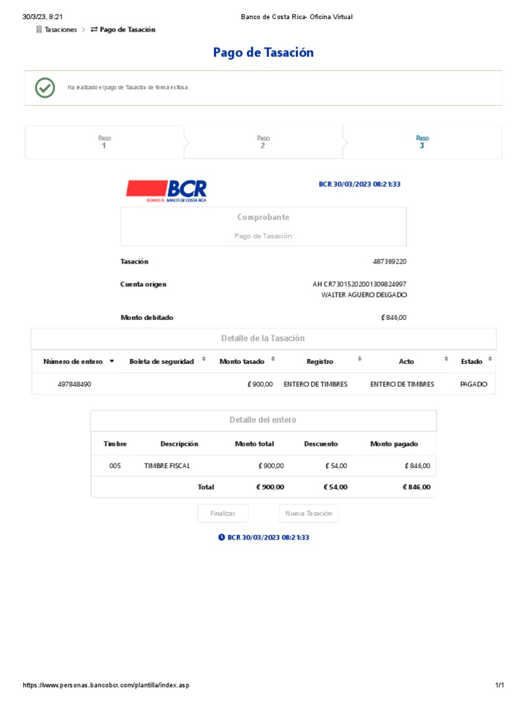 Banco de Costa Rica - Oficina Virtual | PDF