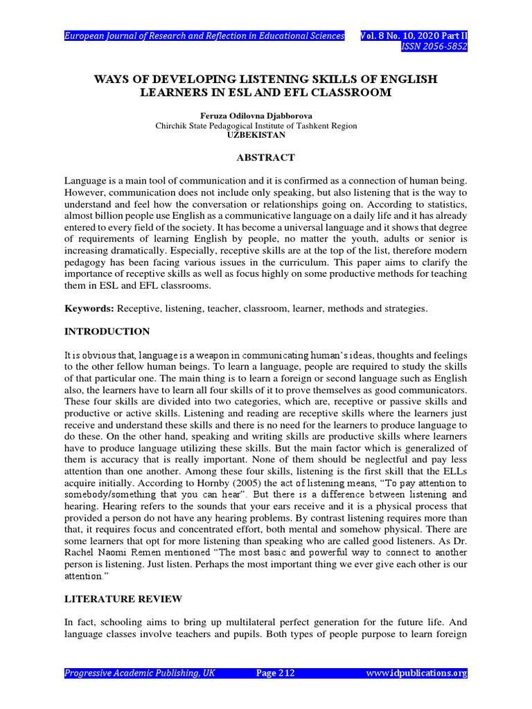 Full Paper WAYS OF DEVELOPING LISTENING SKILLS OF ENGLISH LEARNERS IN ...