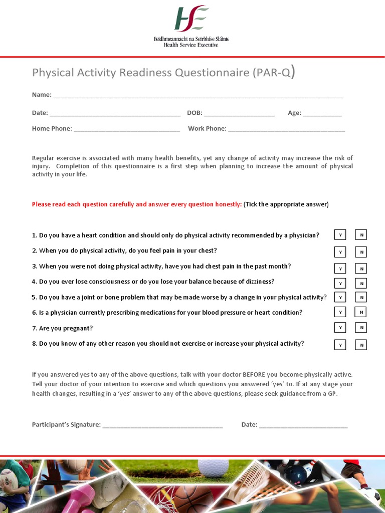 Physical Activity Readiness Questionnaire | PDF