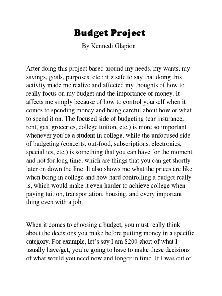 Budget Project Essay | PDF