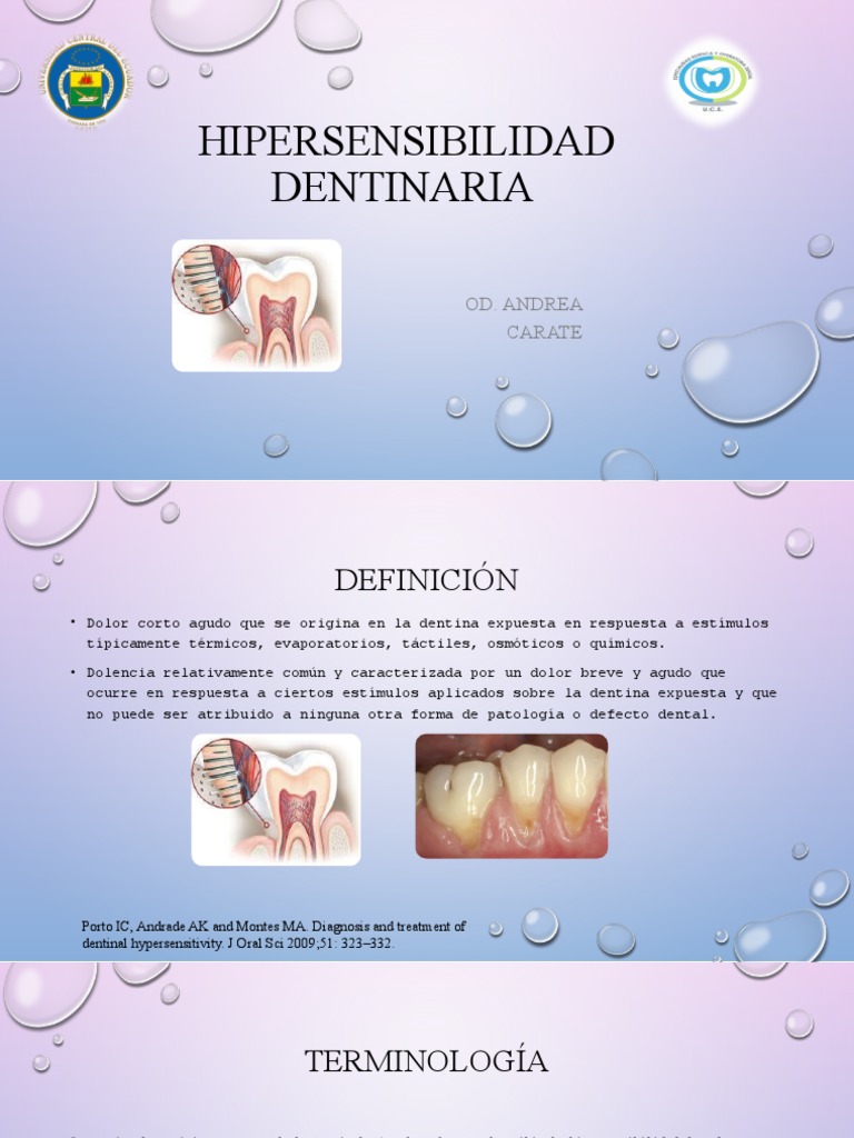 Hipersensibilidad Dentinaria | PDF | Dolor | Nervio