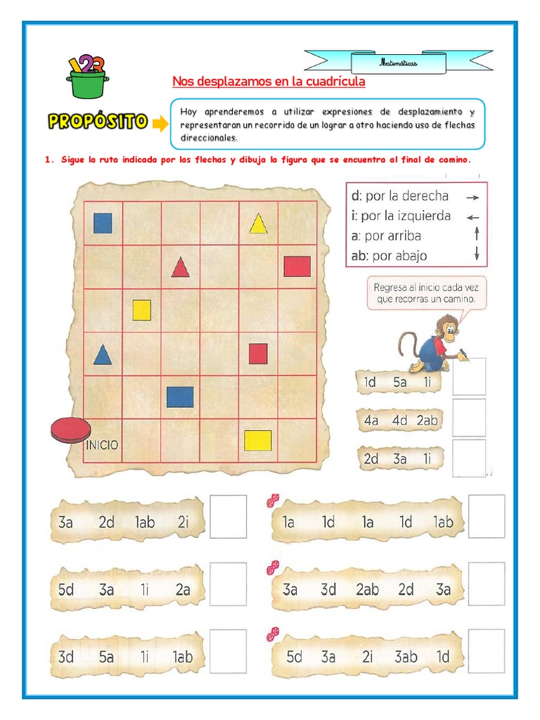 E1 S2 Ficha D4 Mat Nos Desplazamos en La Cuadricula | PDF