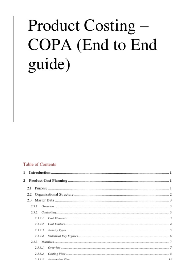 Product Costing - COPA (End To End Guide) | PDF | Cost | Valuation ...