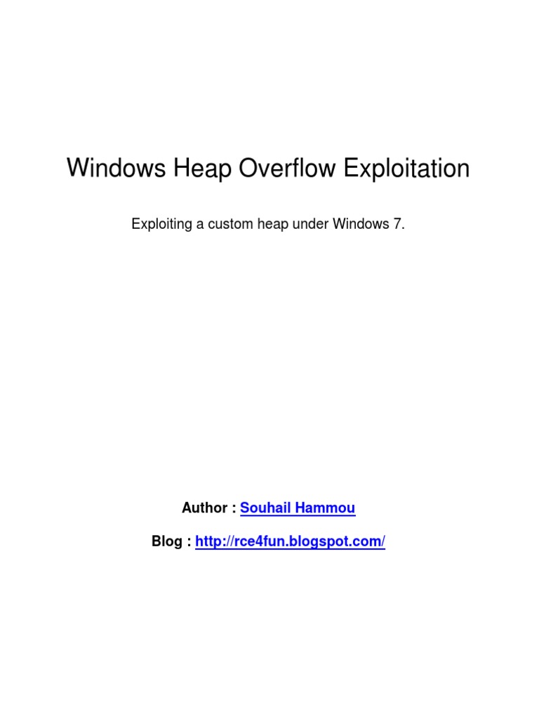 Windows Heap Overflow Exploitation Pdf Pointer Computer Programming Software Engineering