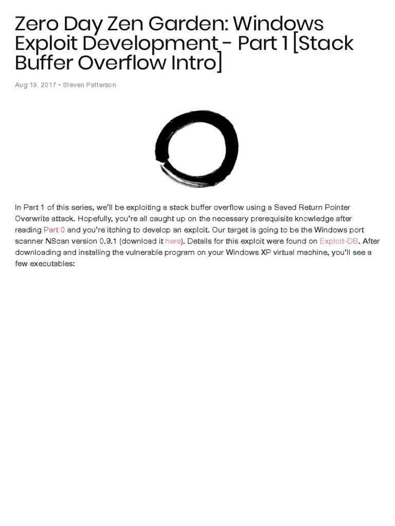 Zero Day Garden Windows Exploit Development Part 1 | PDF | Computer Architecture | Computing
