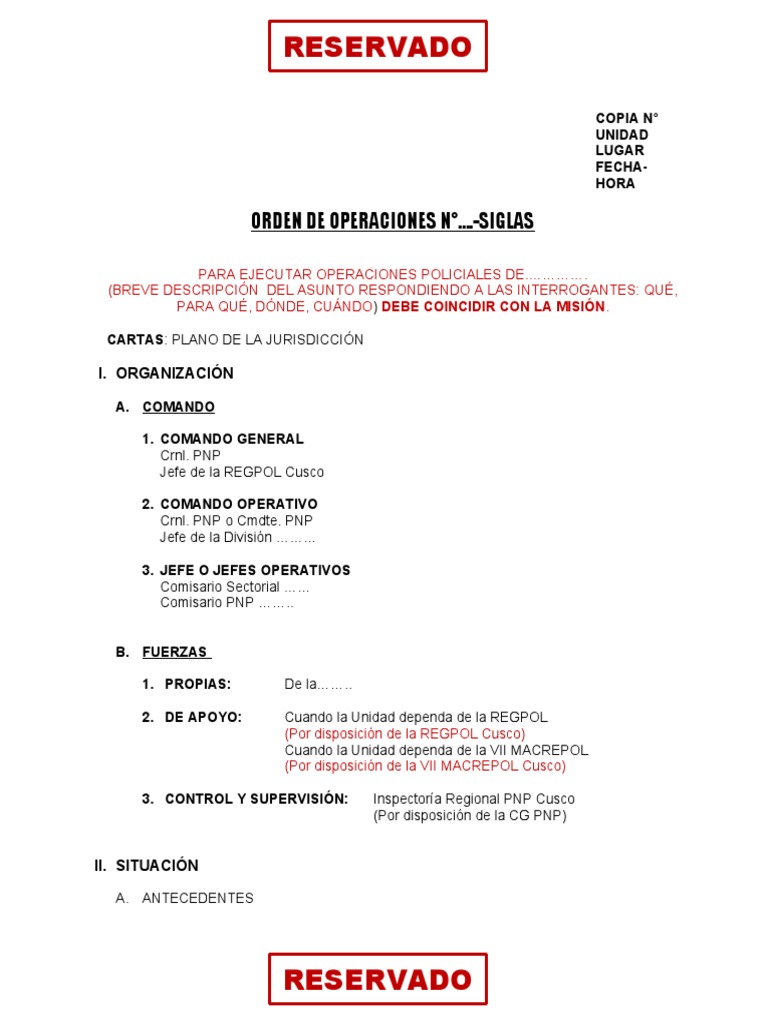 Formato de Orden de Operaciones | PDF