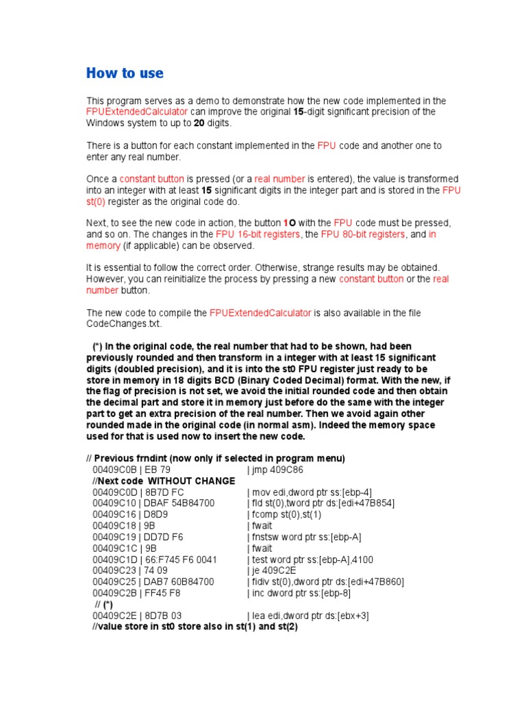 Extended Precision FPUDemo | PDF | Binary Coded Decimal | Significant Figures