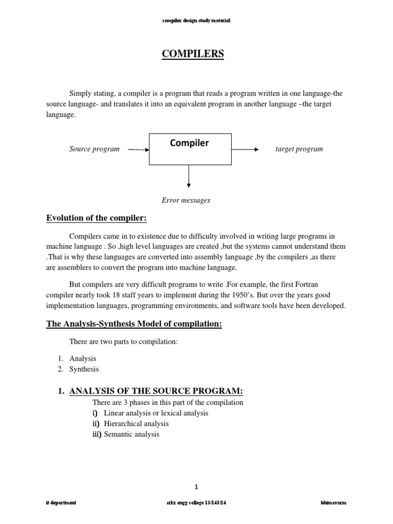 CD Full Material | PDF | Parsing | Compiler
