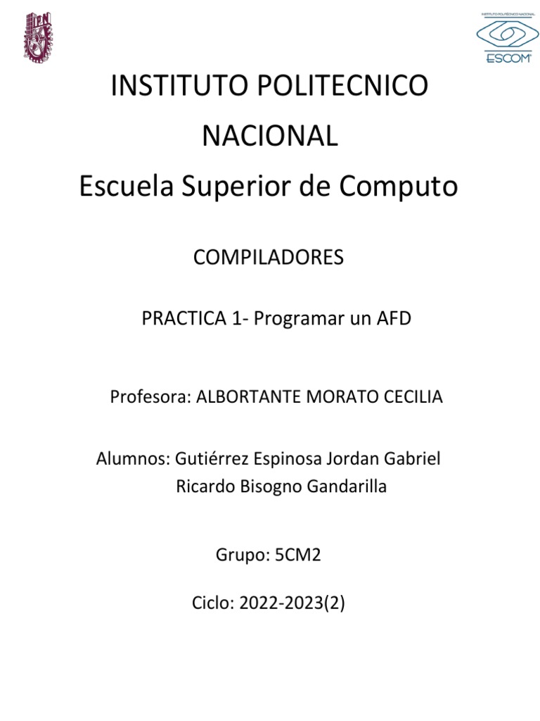 Practica1 ProgramarunAFD | PDF | Lenguaje de programación | Archivo de computadora