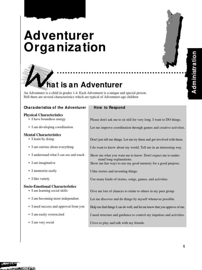 Adventurer Organization: Hat Is An Adventurer | PDF | Leadership | Teachers