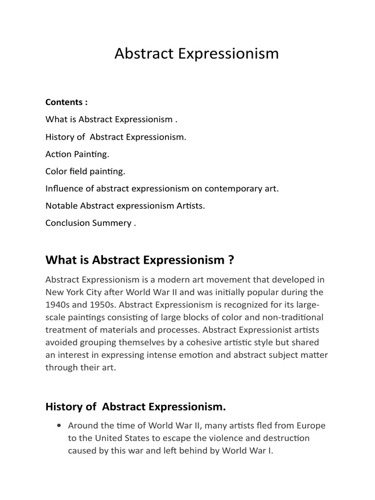 A Comprehensive Overview of Abstract Expressionism: From Its Origins ...