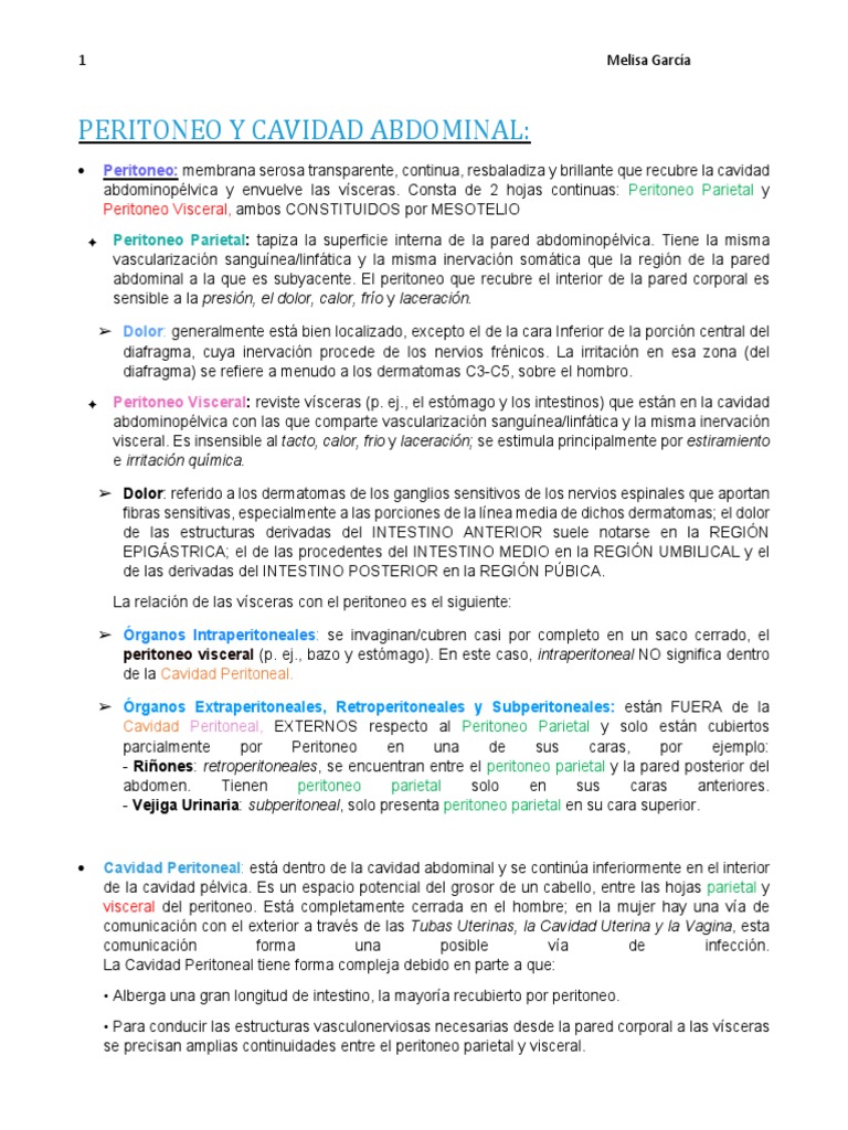 Peritoneo, Visceras e Inervación Del Abdomen | PDF | Abdomen | Peritoneo