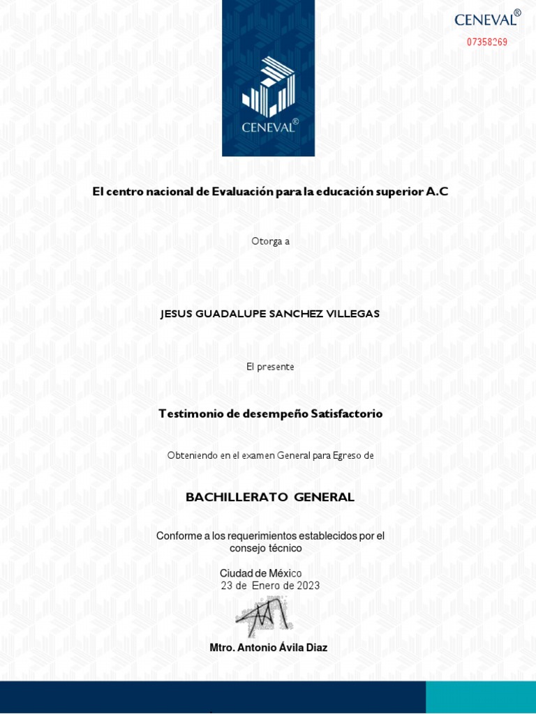 Constancia - Ceneval | PDF