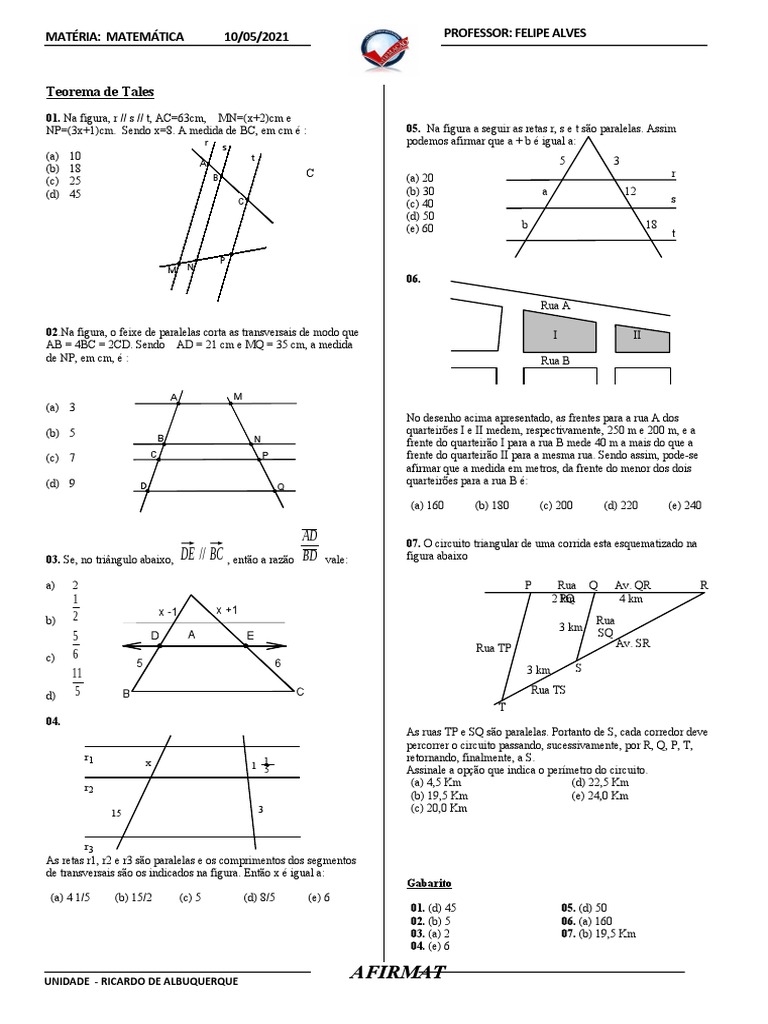 Aula Mat Afirmat 10 05 2021 | PDF | Triângulo | Metro