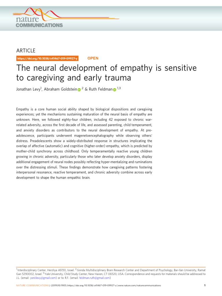 The Neural Development of Empathy Is Sensitive | PDF | Empathy | Psychological Trauma