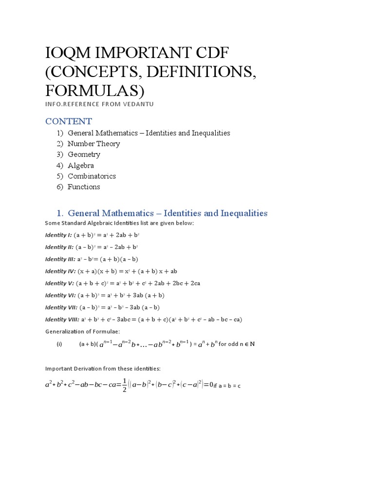 Ioqm Important CDF | PDF | Triangle | Discrete Mathematics