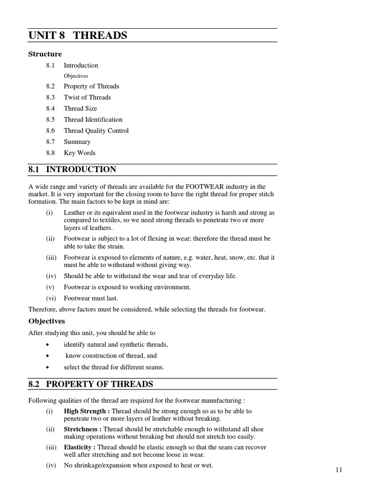 Unit-8 Threads | PDF | Yarn | Textiles