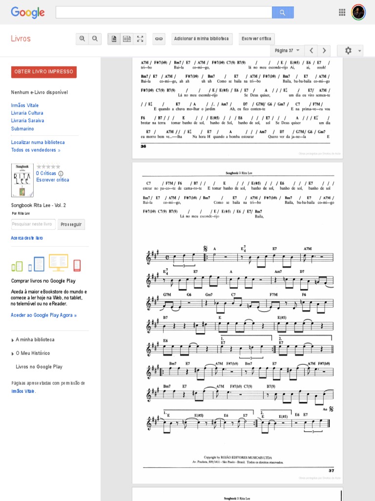 Songbook Rita Lee - Vol. 2 - Rita Lee - Google Livros 2 | PDF