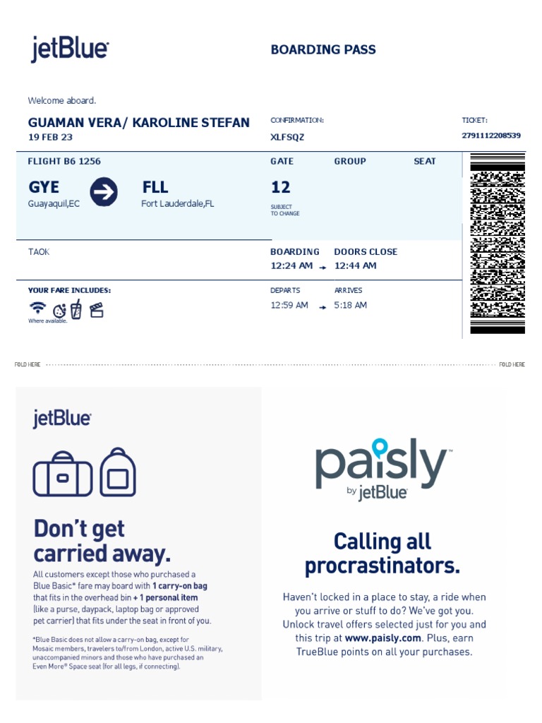 TAOK Boarding Pass Details for JetBlue | PDF