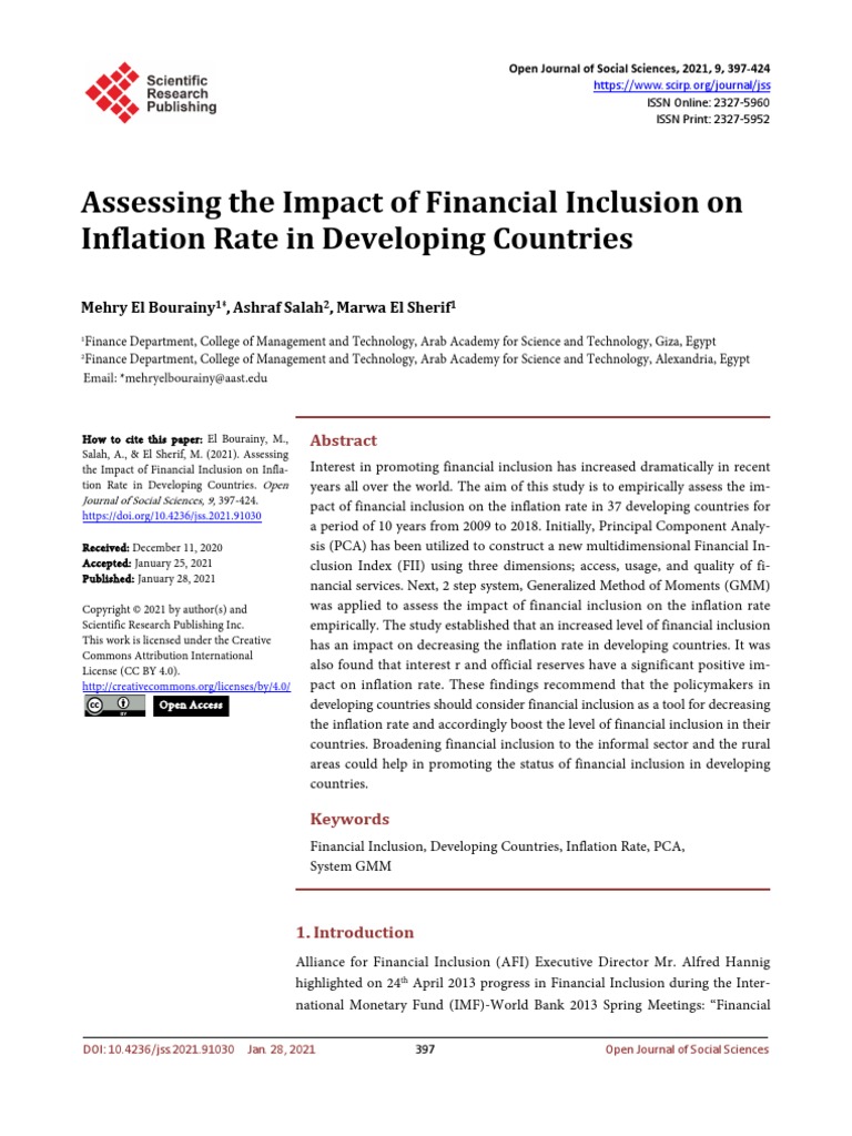 Assessing The Impact of Financial Inclusion On Inflation Rate in Developing Countries | PDF ...
