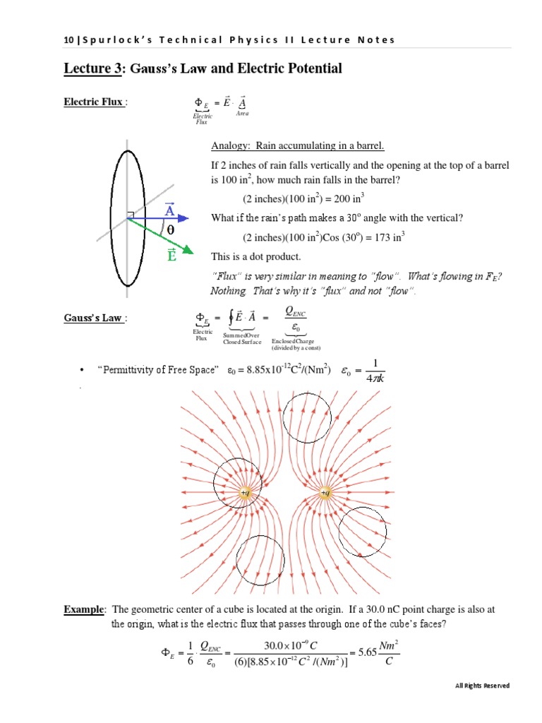 Lecture 3: Gauss's Law and Electric Potential | PDF | Electronvolt | Flux