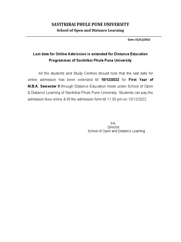 Savitribai Phule Pune University: School of Open and Distance Learning ...