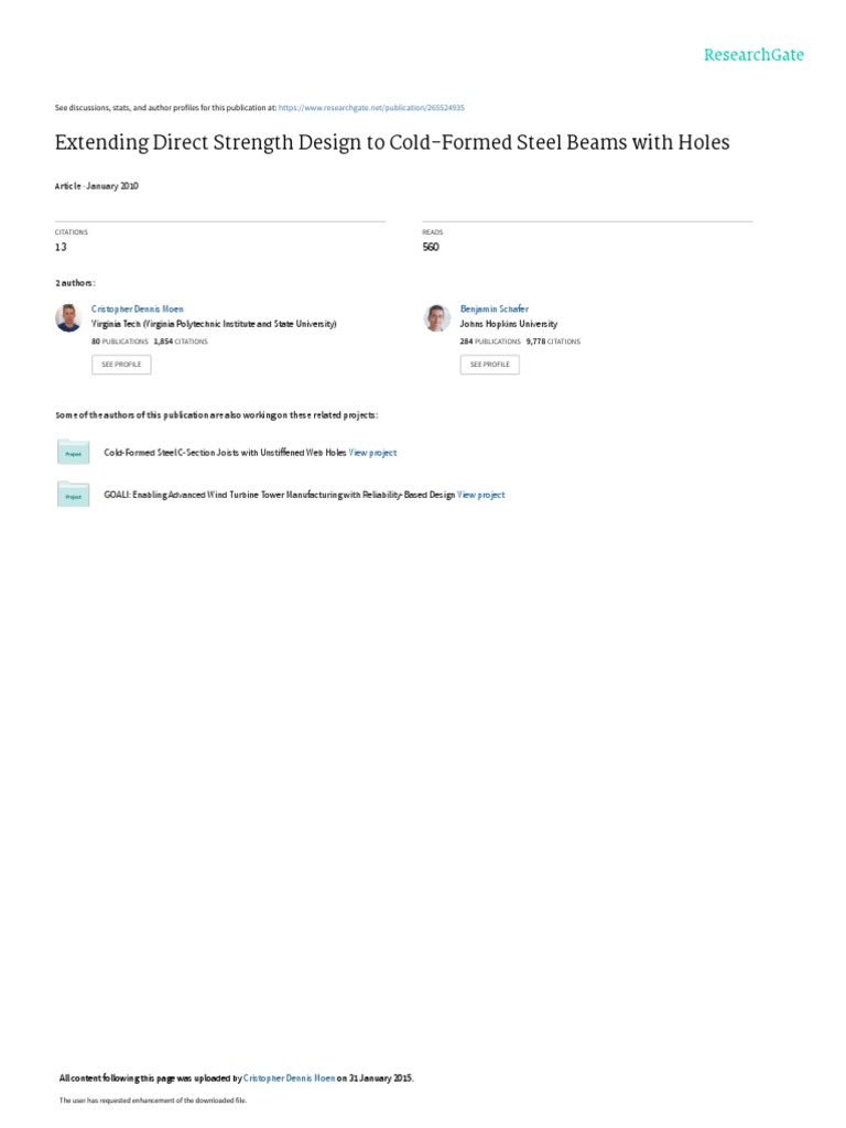 Extending Direct Strength Design To Cold-Formed ST | PDF | Buckling ...