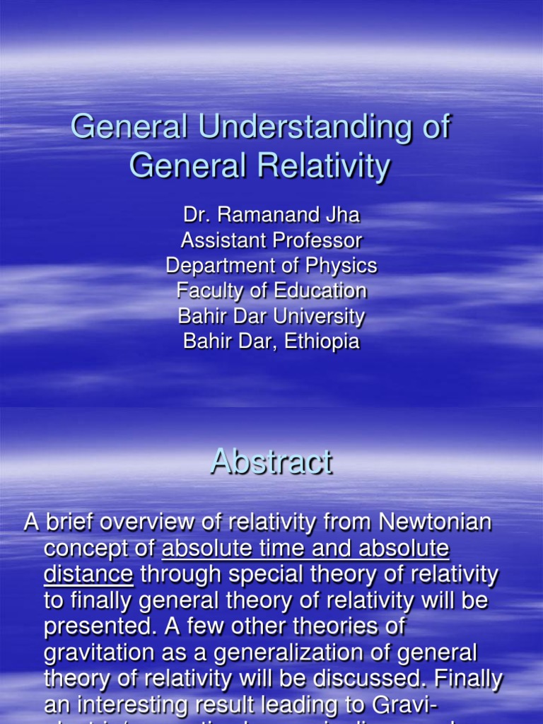 An Overview of Relativity Theories from Newton to Einstein's General Theory of Gravity | PDF ...