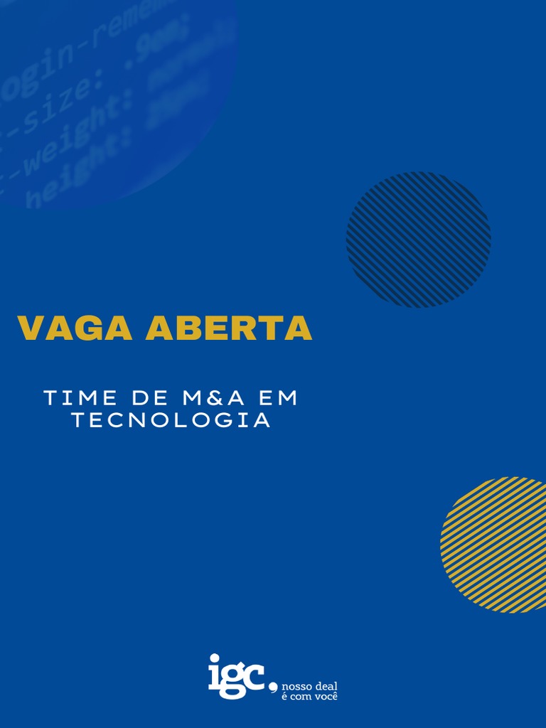 Igc Partners - Estágio em M&A e Tecnologia | PDF