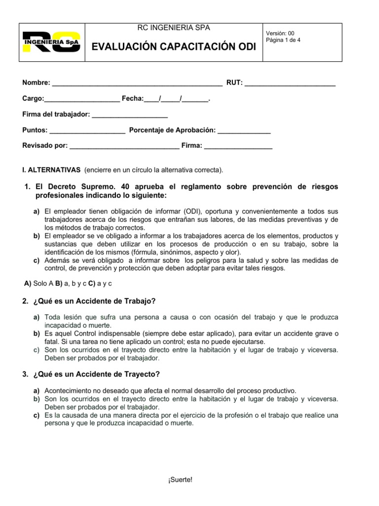 PRUEBA ODI Evaluacion | PDF