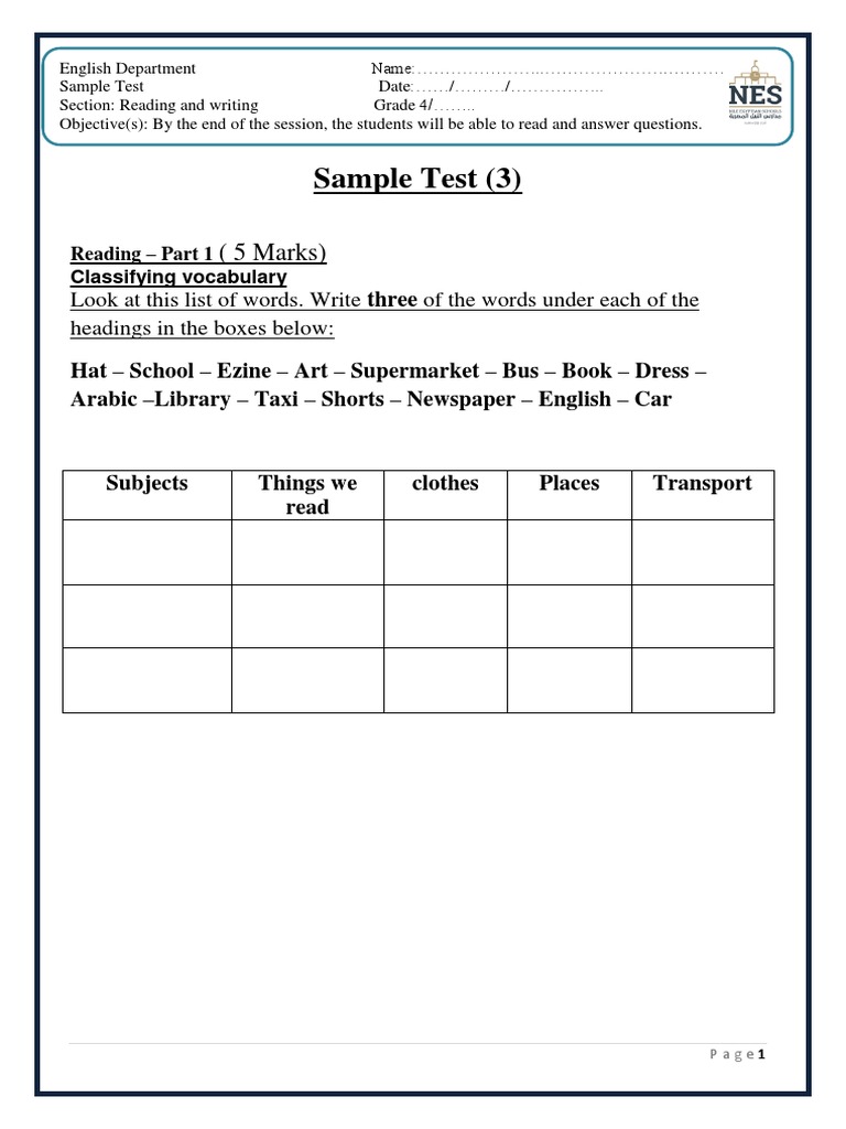 Sample Test 3 | PDF