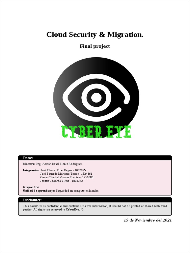 PIA - CyberEye - Cloud Security | PDF | Cloud Computing | Security