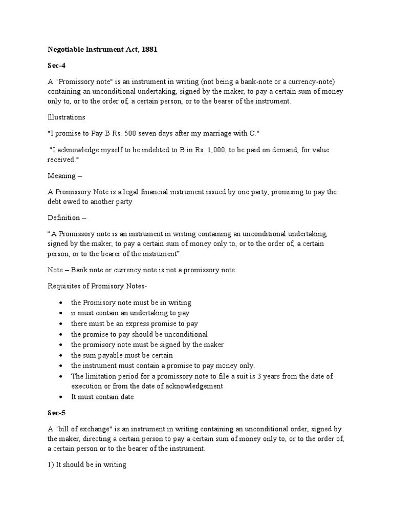 Unit-4 Negotiable Instrument Act-1881 | PDF | Negotiable Instrument | Cheque