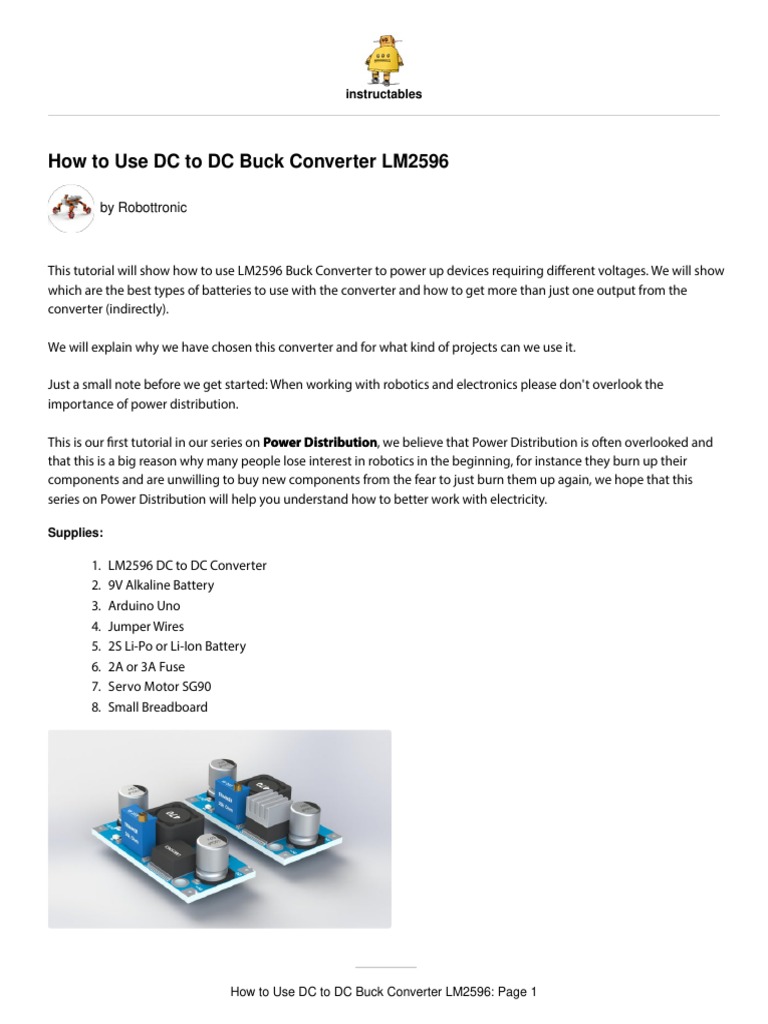 How To Use DC To DC Buck Converter LM2596 | PDF | Direct Current | Voltage