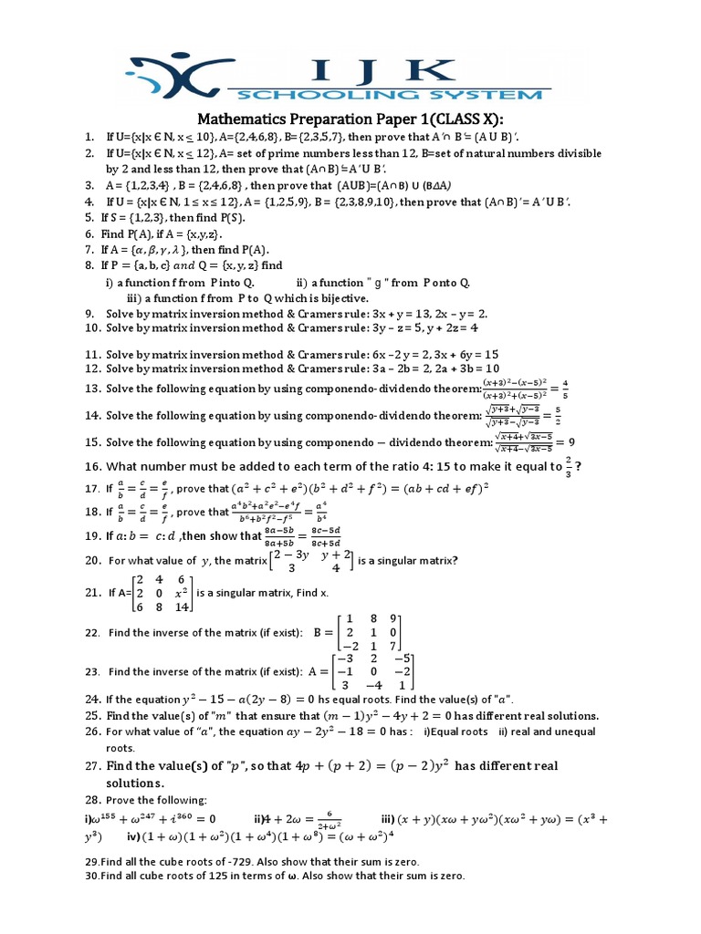 Preparation Paper 1 (X Maths) | PDF | Mode (Statistics) | Mathematics