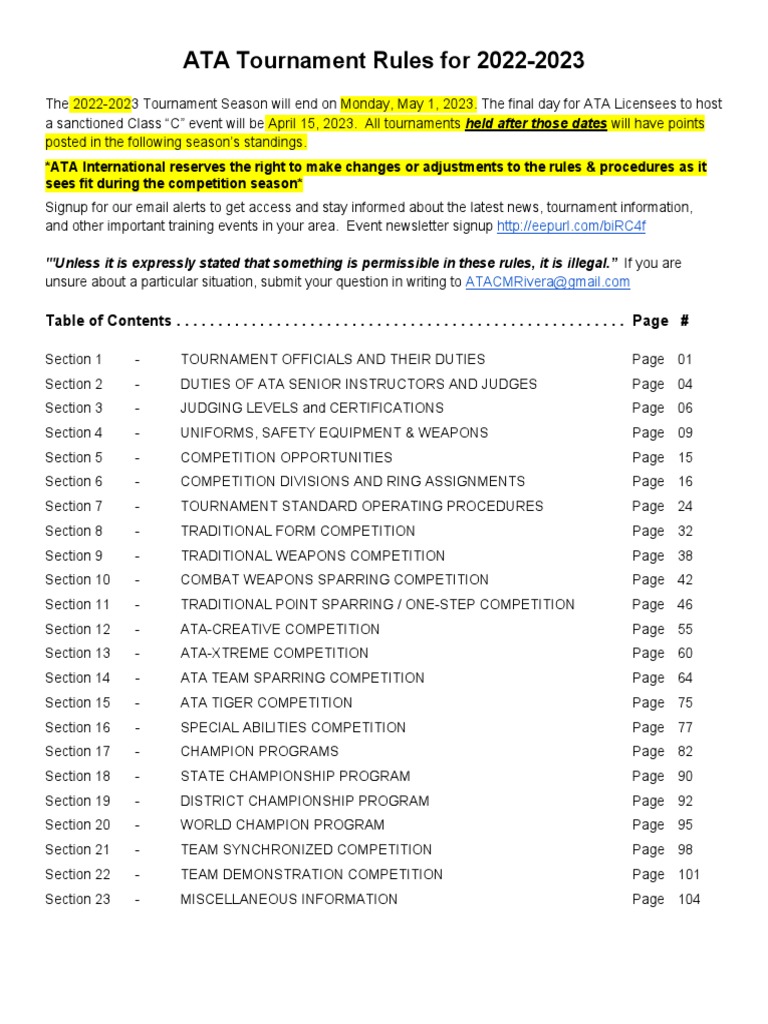 2022-2023 Ata Rules | PDF
