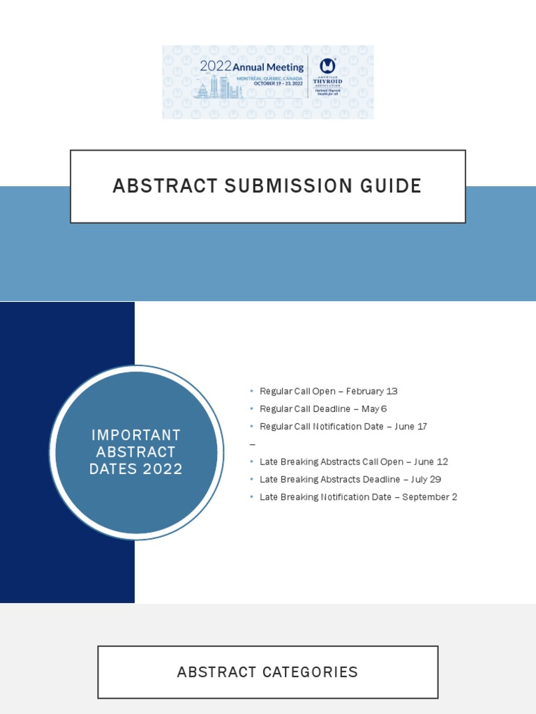 2022 ATA Abstracts Submission Guide Final | PDF | Abstract (Summary ...