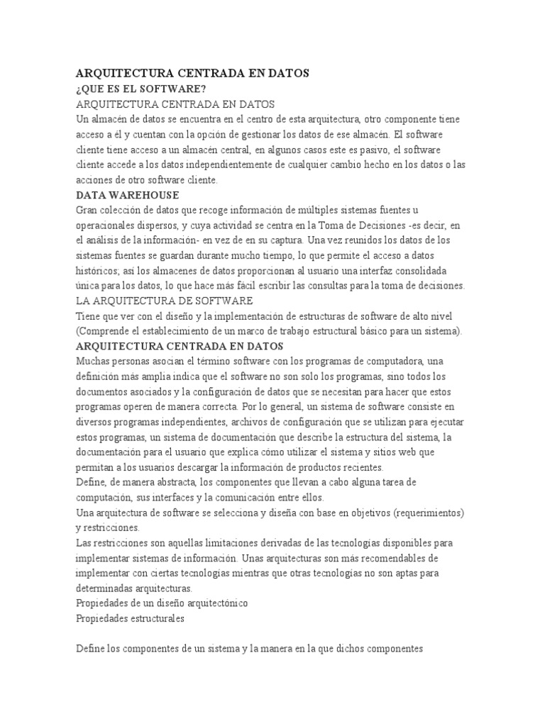 Arquitectura Centrada en Datos: ¿Que Es El Software? | PDF | Ciencias de la Computación ...