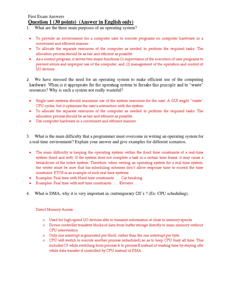 OS - 2023 - 2 - First Answers | PDF | Thread (Computing) | Process (Computing)