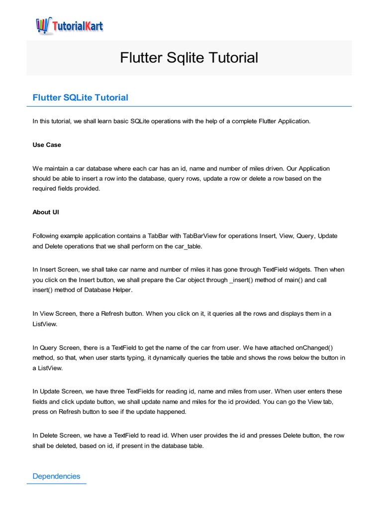 Flutter Sqlite Tutorial | PDF | Databases | Table (Database)