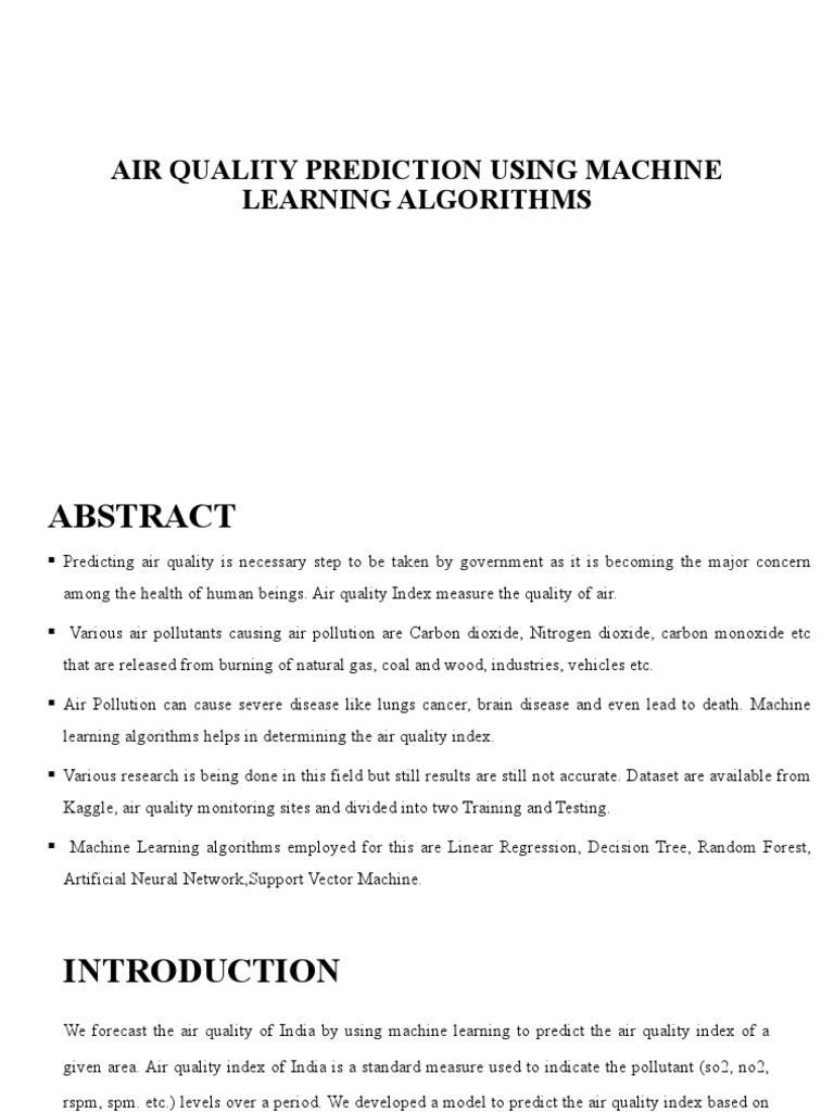 Air Quality Prediction | PDF | Machine Learning | Statistics