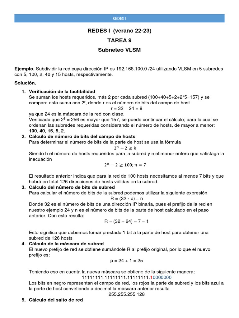 Subneteo VLSM: Guía y Ejercicios | PDF | Dirección IP | Informática