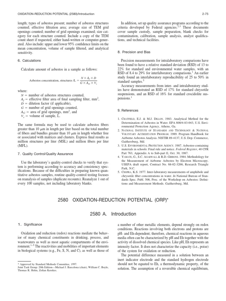 2580 - Oxidation-Reduction Potential (Orp) (1997) | PDF | Ph | Chemistry
