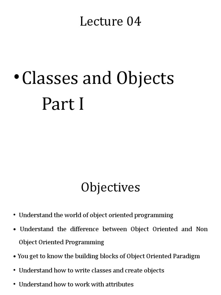 Lecture 04 Classes Part I Pdf Programming Constructor Object 6816