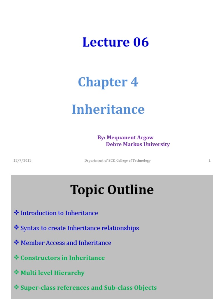 Lecture 06 Inheritance Pdf Method Computer Programming Inheritance Object Oriented