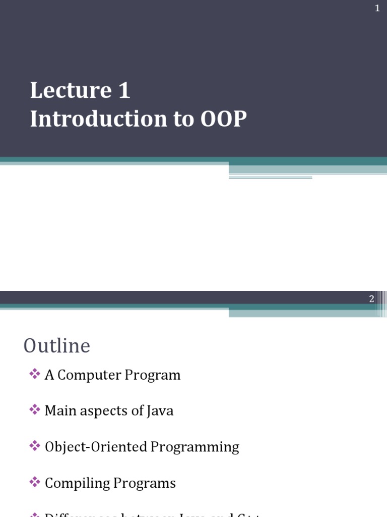 Lecture 01 Introduction | PDF | Java (Programming Language) | Object Oriented Programming