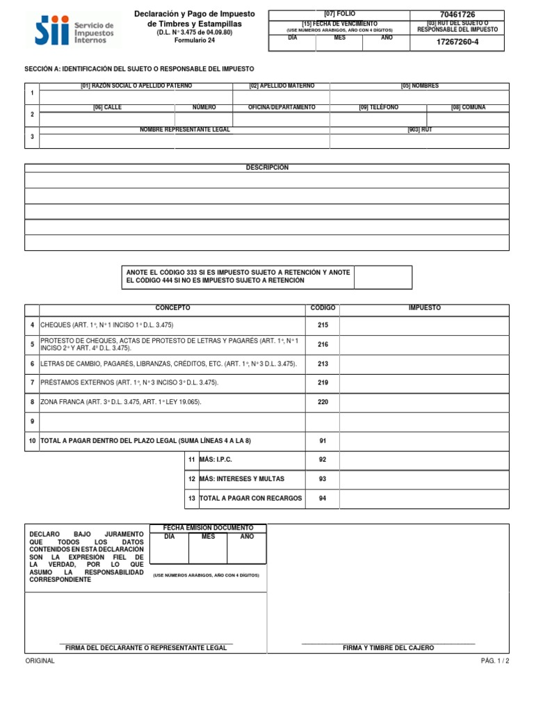 Formulario 24 | PDF | Dinero