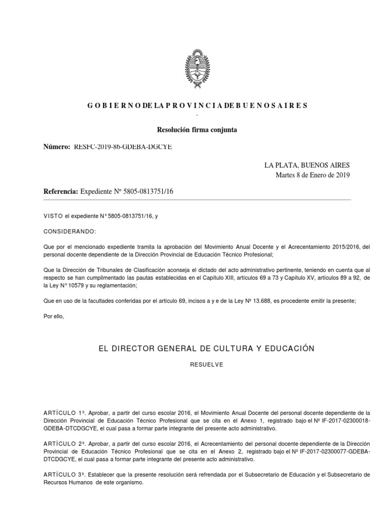 Res 86-19 | PDF | Gobierno