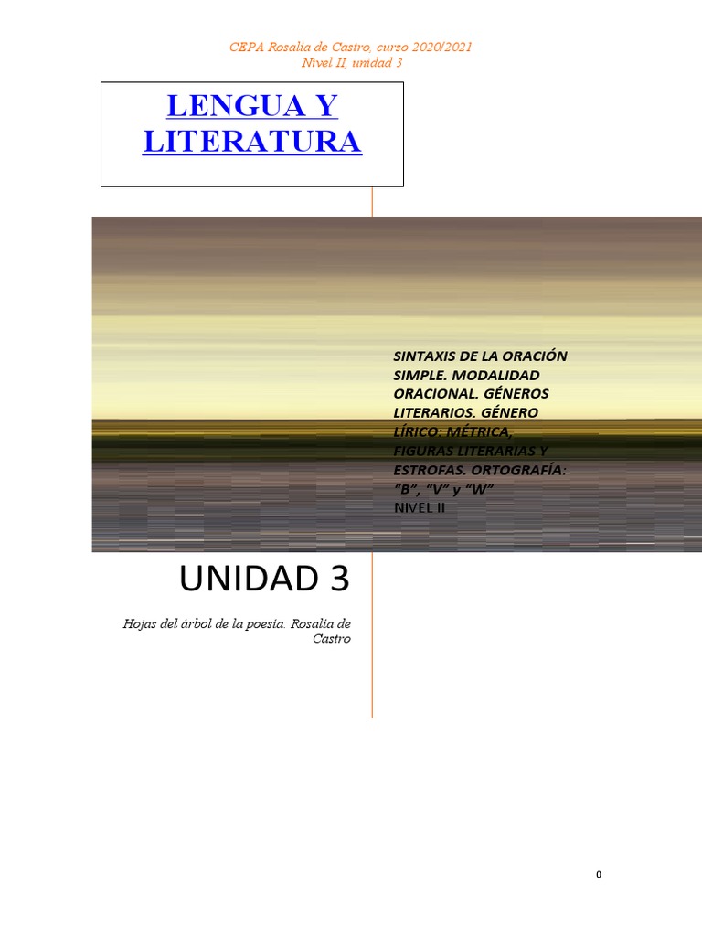 Unidad 3 Lengua 21-22 | PDF | Asunto (gramática) | Predicado (Gramática)