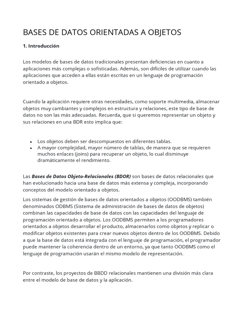 basesDatosOO Db4o DISTANCIA | PDF | Objeto (informática) | Bases de datos